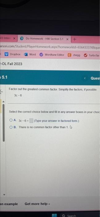 Solved 23 Intern X P Do Homework - HW Section 5.1 X + | Chegg.com
