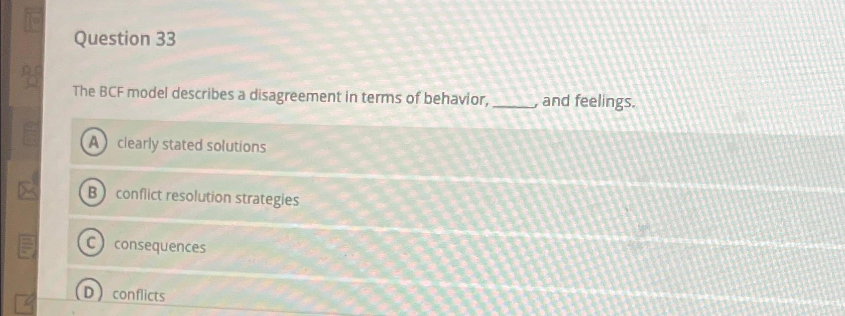 Solved Question 33The BCF model describes a disagreement in | Chegg.com