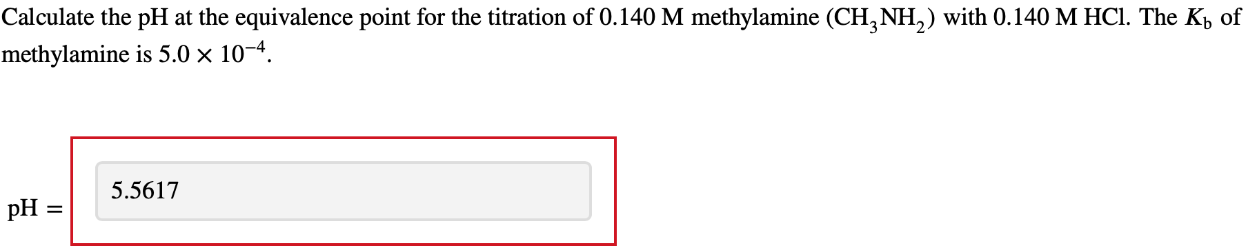 Solved Calculate the pH ﻿at the equivalence point for the | Chegg.com
