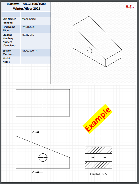 Draw the section view and the isometric view for the | Chegg.com