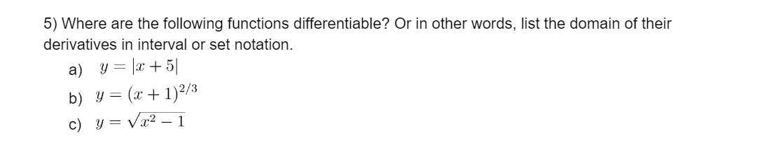 Solved Where are the following functions differentiable? Or | Chegg.com