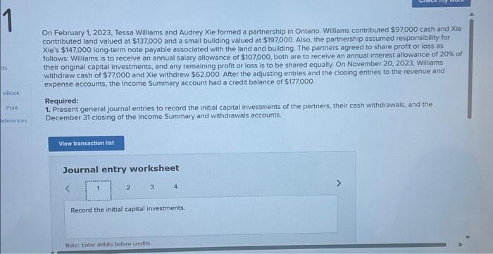 Solved On February 1, 2023. Tessa Williams and Audrey Xie | Chegg.com