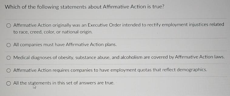 Solved Which of the following statements about Affirmative | Chegg.com