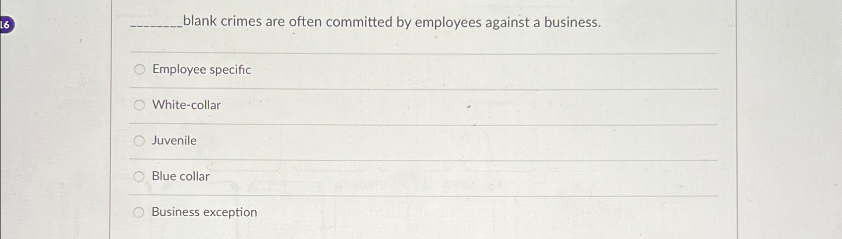 Solved blank crimes are often committed by employees against | Chegg.com