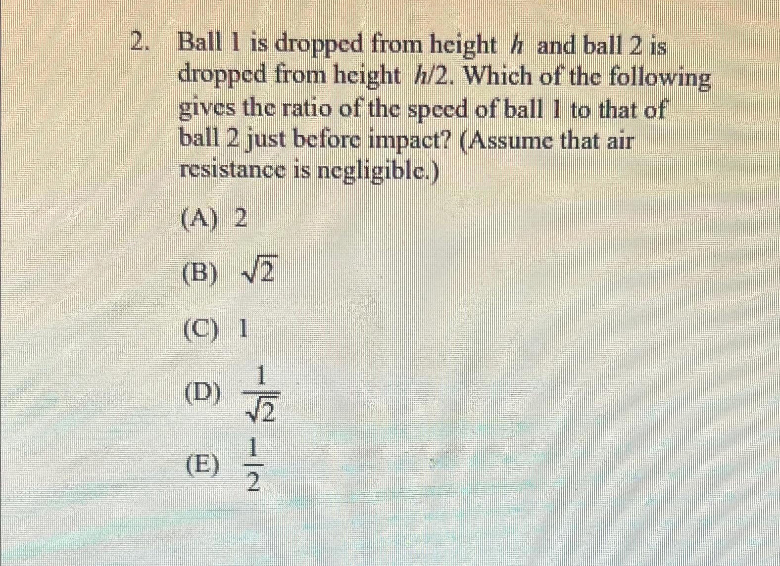 Solved Ball 1 is dropped from height h and ball 2 is dropped | Chegg.com