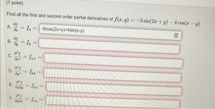 Solved Find all the first and second order partial | Chegg.com