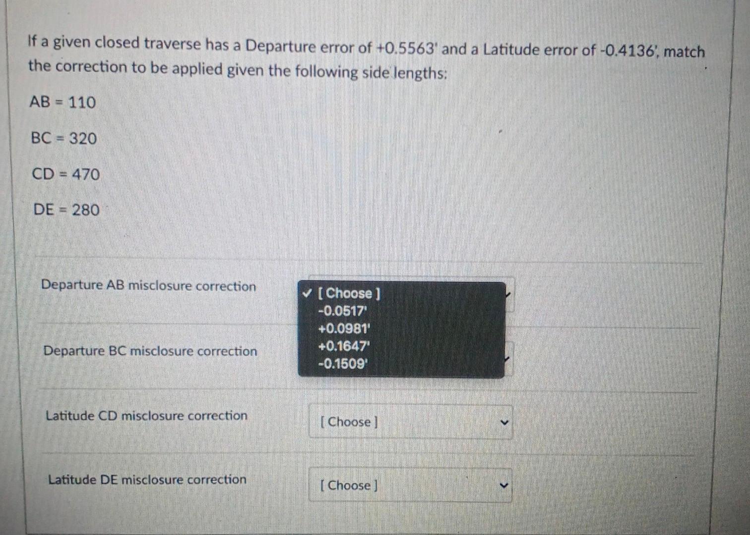 Solved If A Given Closed Traverse Has A Departure Error Of