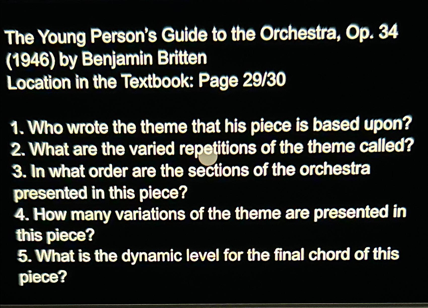 Solved The Young Person's Guide to the Orchestra, | Chegg.com
