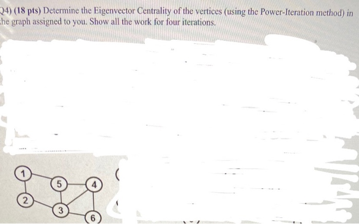 Solved 24) (18 pts) Determine the Eigenvector Centrality of | Chegg.com