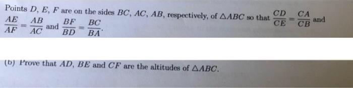 Solved CD Points D, E, F are on the sides BC, AC, AB, | Chegg.com