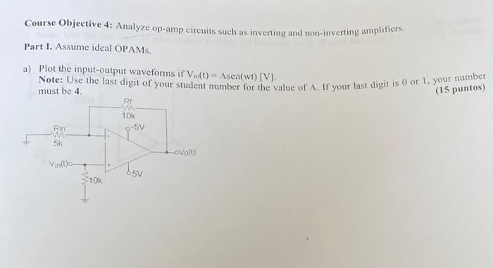 Solved Course Objective 4: Analyze op-amp circuits such as | Chegg.com
