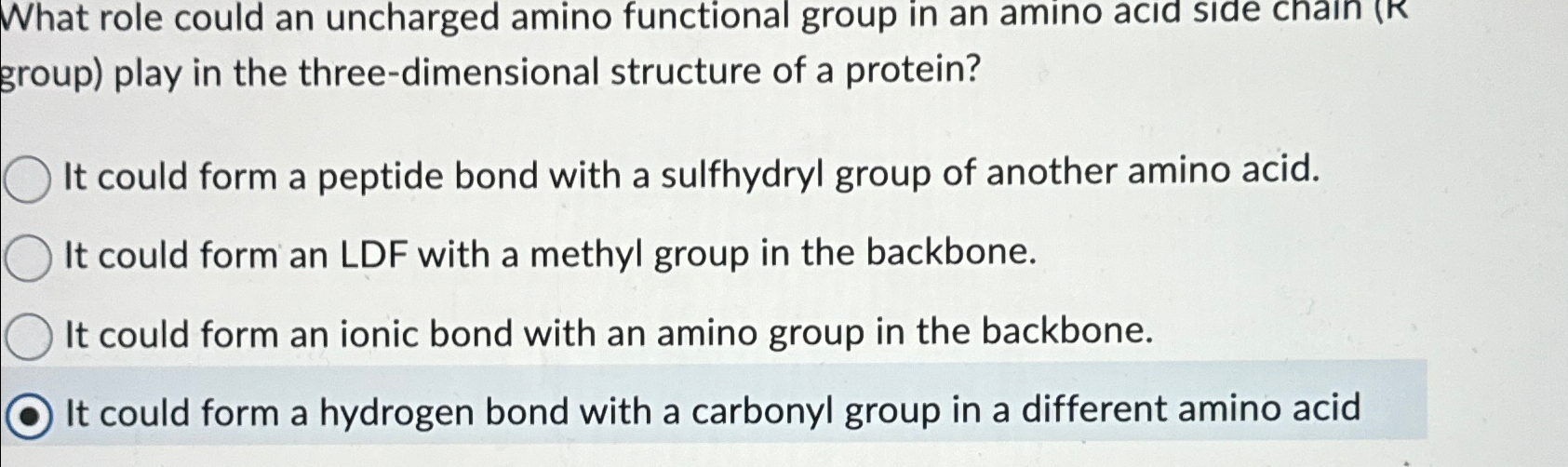 Solved What role could an uncharged amino functional group | Chegg.com