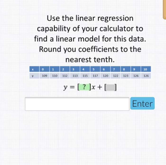 Solved Use the linear regression capability of your | Chegg.com