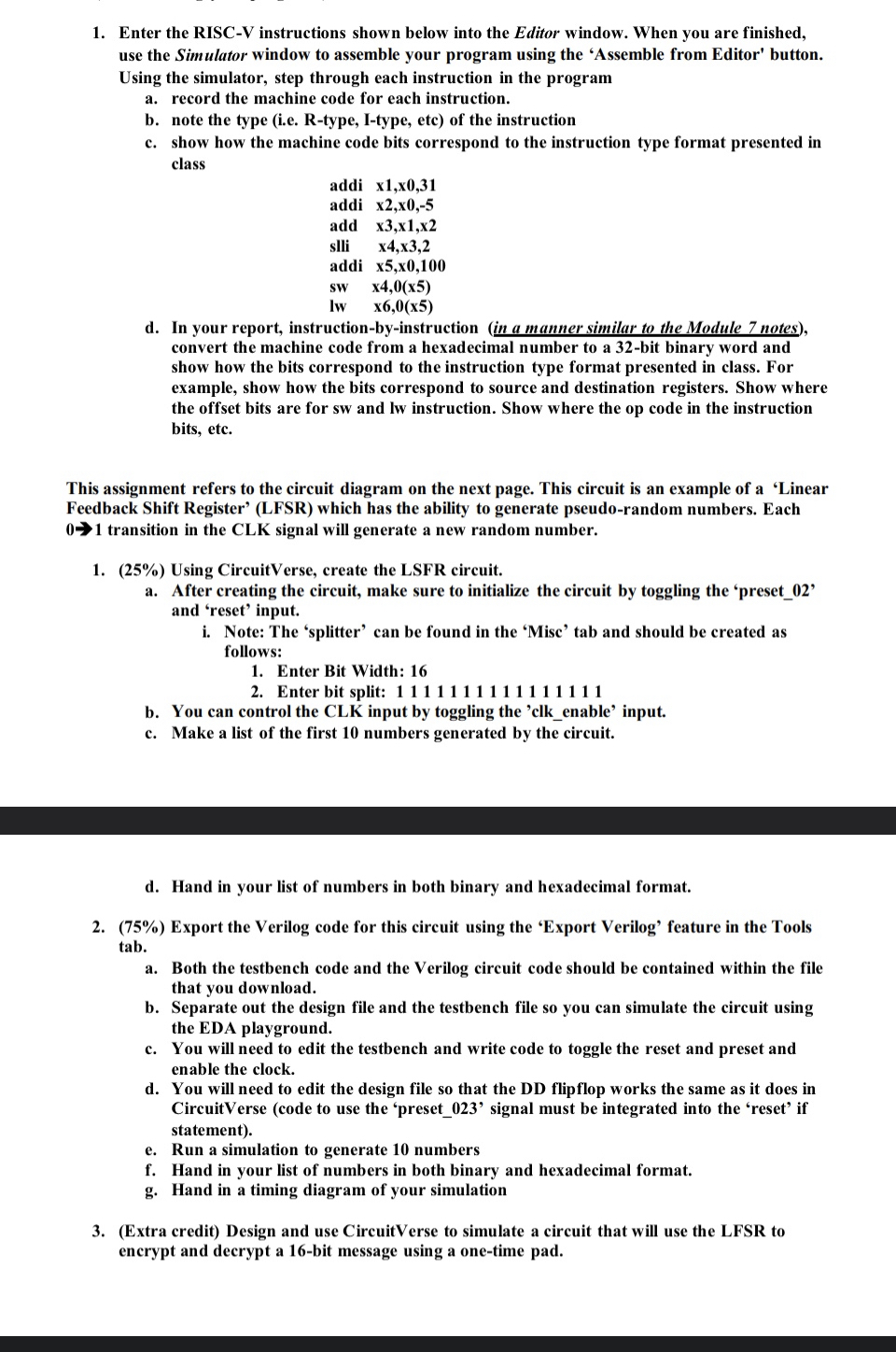 Solved Enter the RISC-V instructions shown below into the | Chegg.com