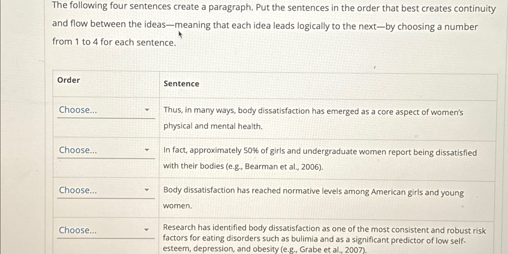 Solved The following four sentences create a paragraph. Put | Chegg.com