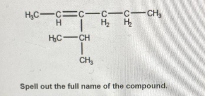 Solved H2C=C—C—C—CH3 H H H2 Spell out the full name of the | Chegg.com