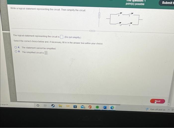 Solved search Write a logical statement representing the | Chegg.com