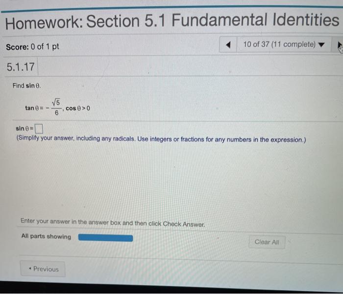 Solved Homework: Section 5.1 Fundamental Identities Score: 0 | Chegg.com