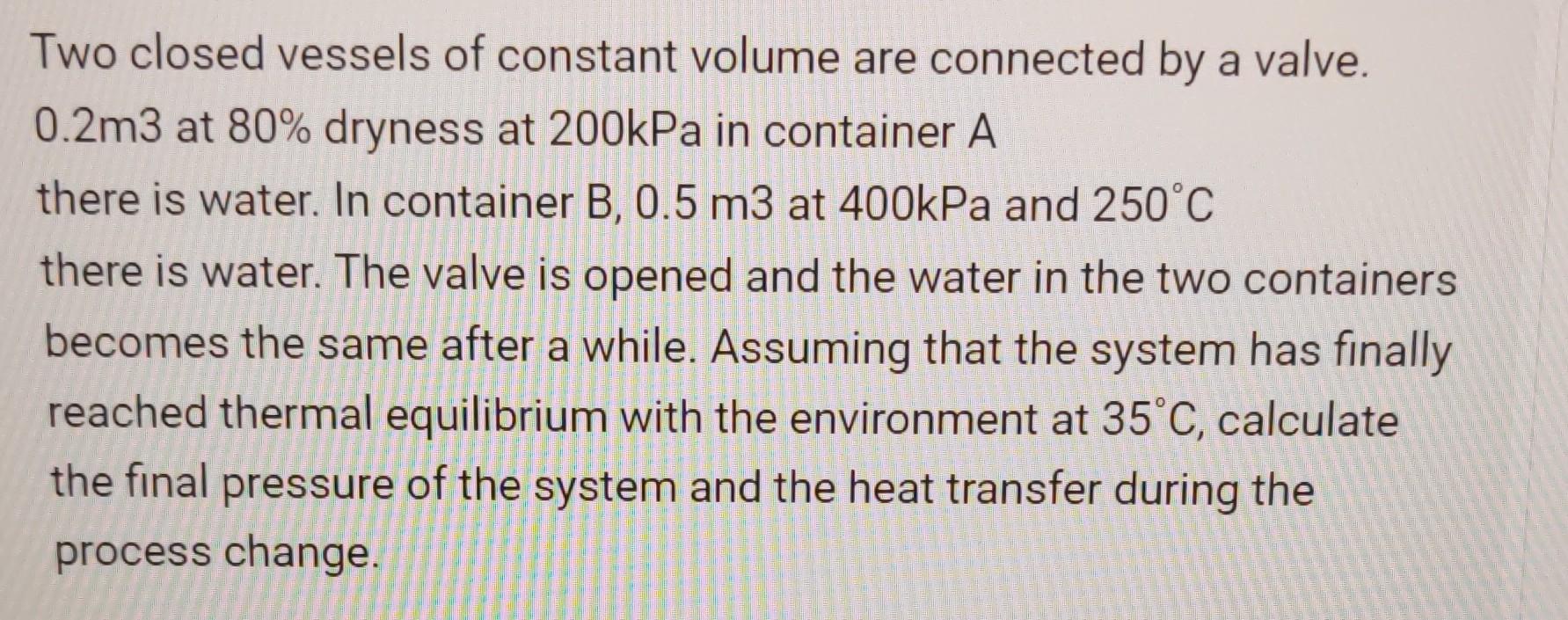 Solved Two closed vessels of constant volume are connected | Chegg.com