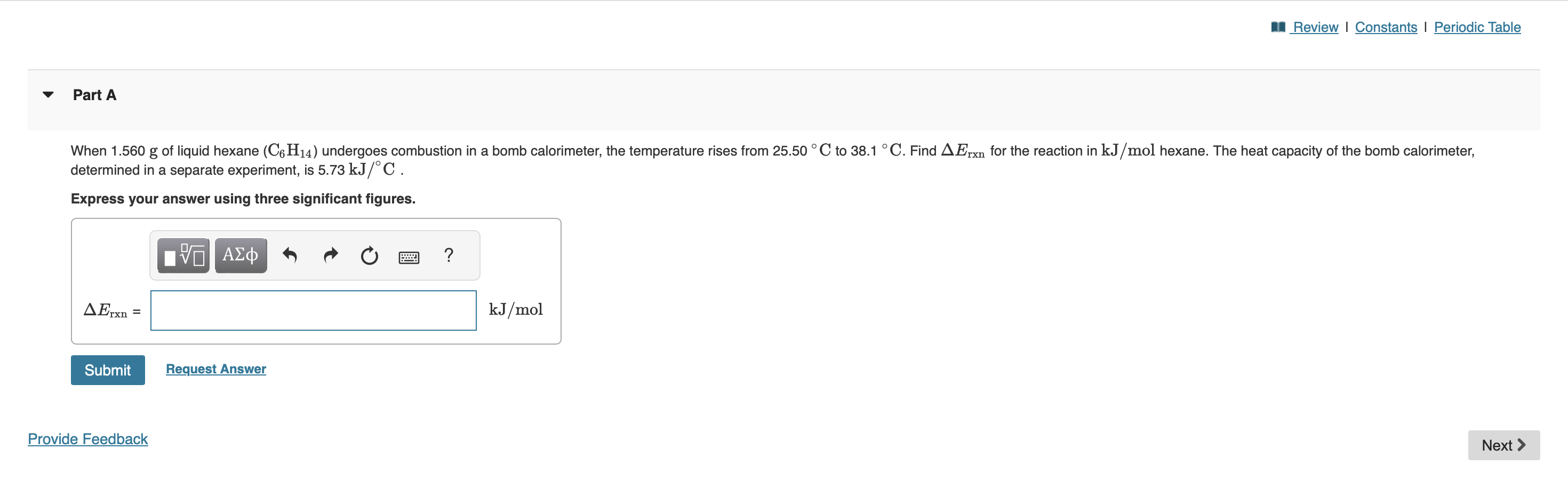 Solved Review I Constants I Periodic TablePart A determined | Chegg.com