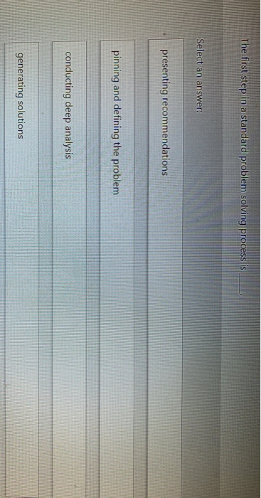 Solved The first step in a standard problem solving process | Chegg.com