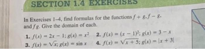 Solved SECTION 1.4 EXERCISES In Exercises 1-4, find formulas | Chegg.com