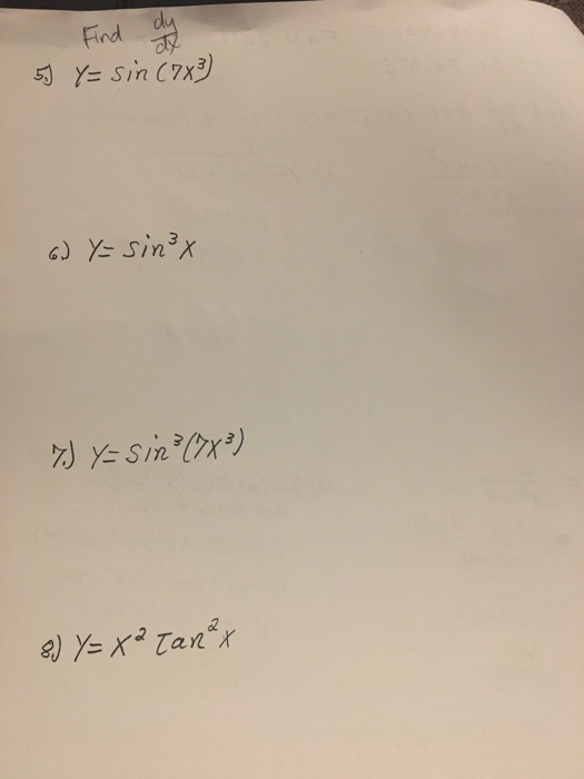 Solved Find dy 55 Y= sin (7x) 6) Y= sinx 7) Y=sin(x3) 2) Υ= | Chegg.com Solved Find dy 55 Y= sin (7x) 6) Y= sinx 7) Y=sin(x3) 2) Υ= | Chegg.com