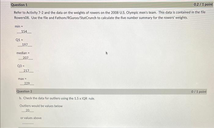 Solved Refer to Activity 7-2 and the data on the weights of | Chegg.com