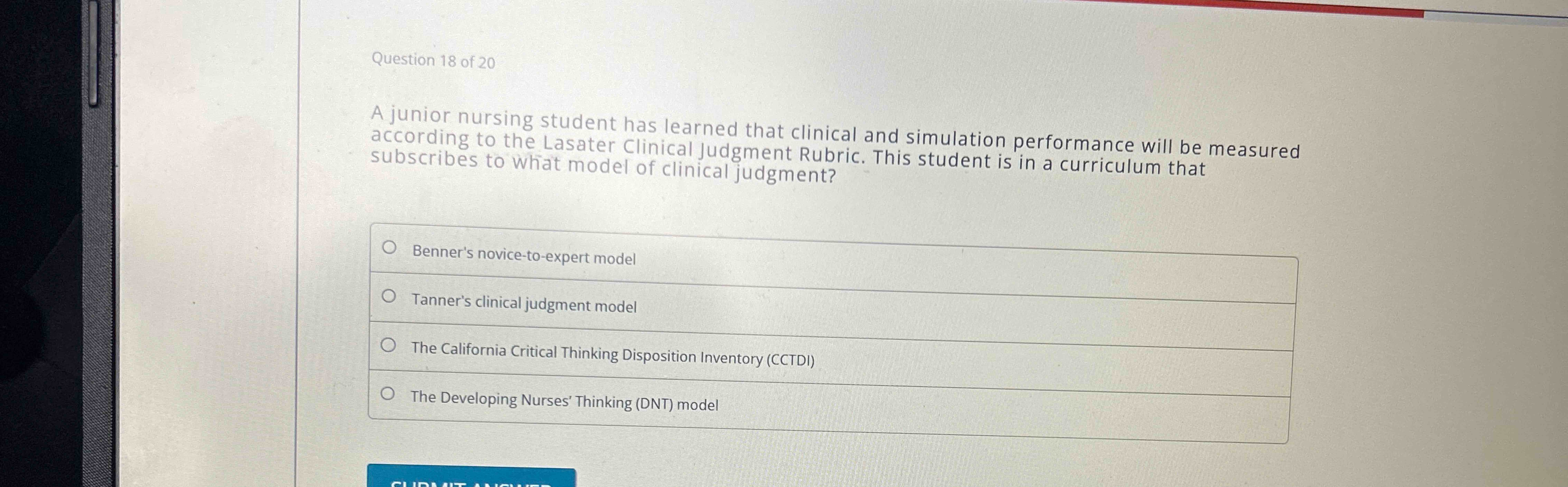 Solved Question 18 ﻿of 20A junior nursing student has | Chegg.com