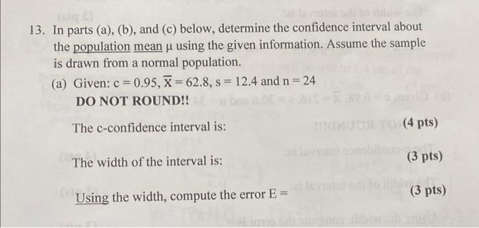 Solved 11 Use The Invnorm Command To Find Zα 3 Pts Each