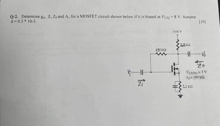 Solved this question is related to MOSFET AC analysis | Chegg.com