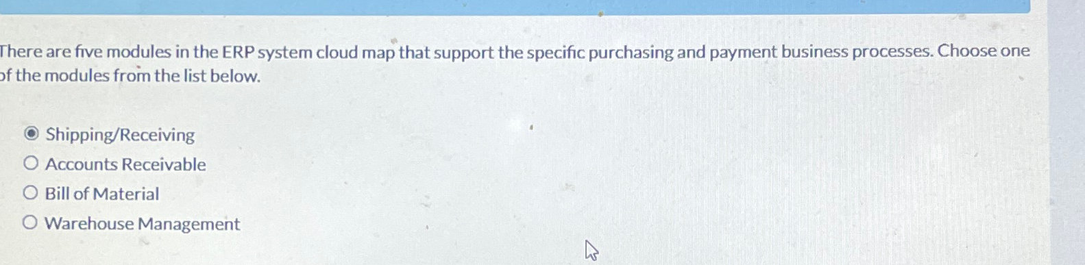 Solved There are five modules in the ERP system cloud map | Chegg.com