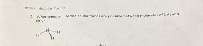 Solved 1. What types of intermolecular forces are possible | Chegg.com