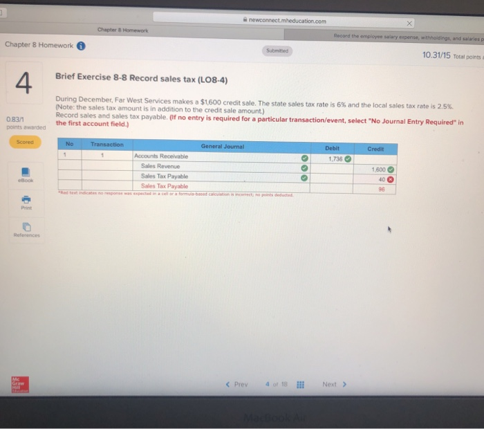 Solved newconnect. meducation.com Chapter 8 Homework Record | Chegg.com