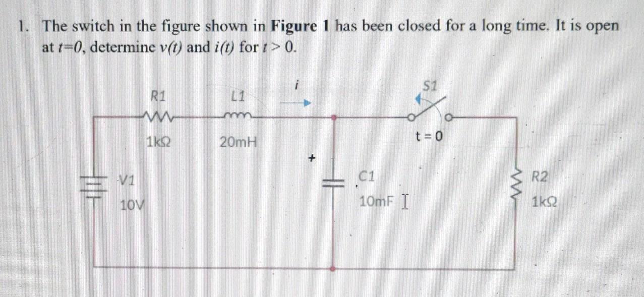 Solved The switch in the figure shown in Figure 1 ﻿has been | Chegg.com