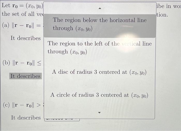 Solved Let r0=(x0,y0) ibe in wo the set of all ves The | Chegg.com
