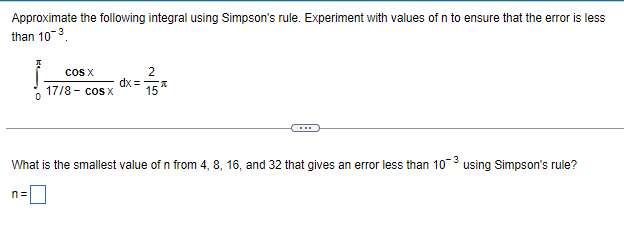 Solved Approximate the following integral using Simpson's | Chegg.com