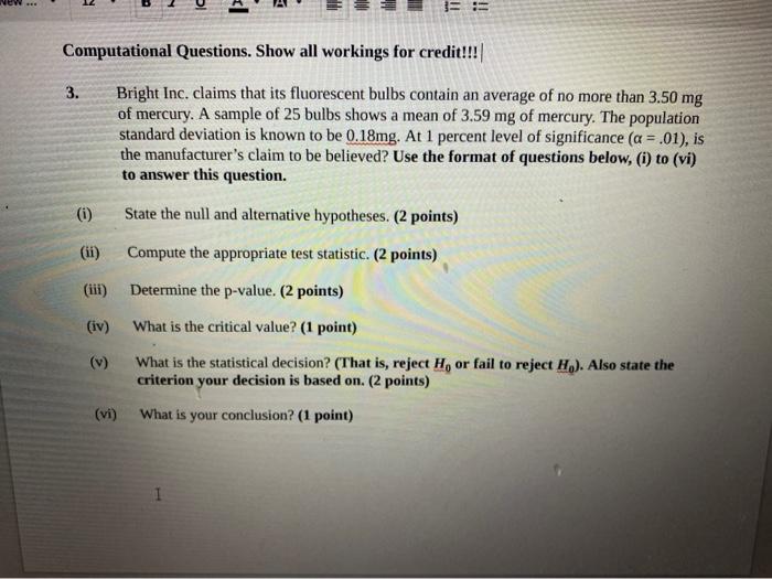 Solved 12 2 U := Computational Questions. Show all workings | Chegg.com