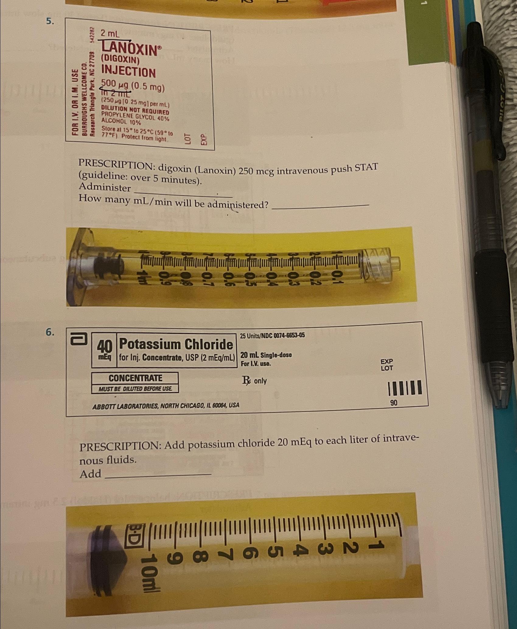 Solved PRESCRIPTION: digoxin (Lanoxin) 250mcg ﻿intravenous | Chegg.com