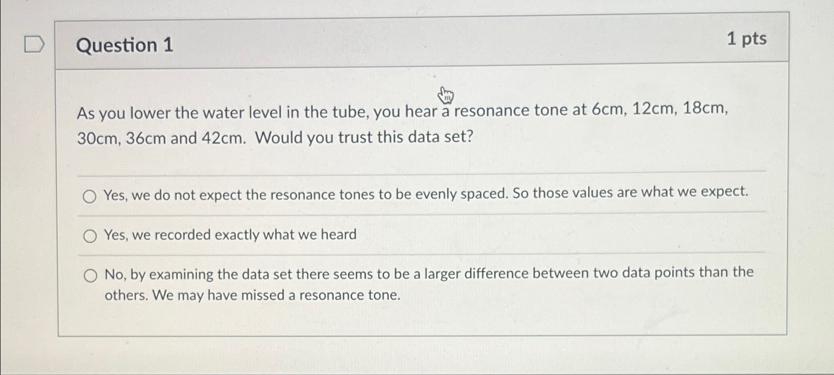 Solved Question 11 ﻿ptsAs you lower the water level in the | Chegg.com