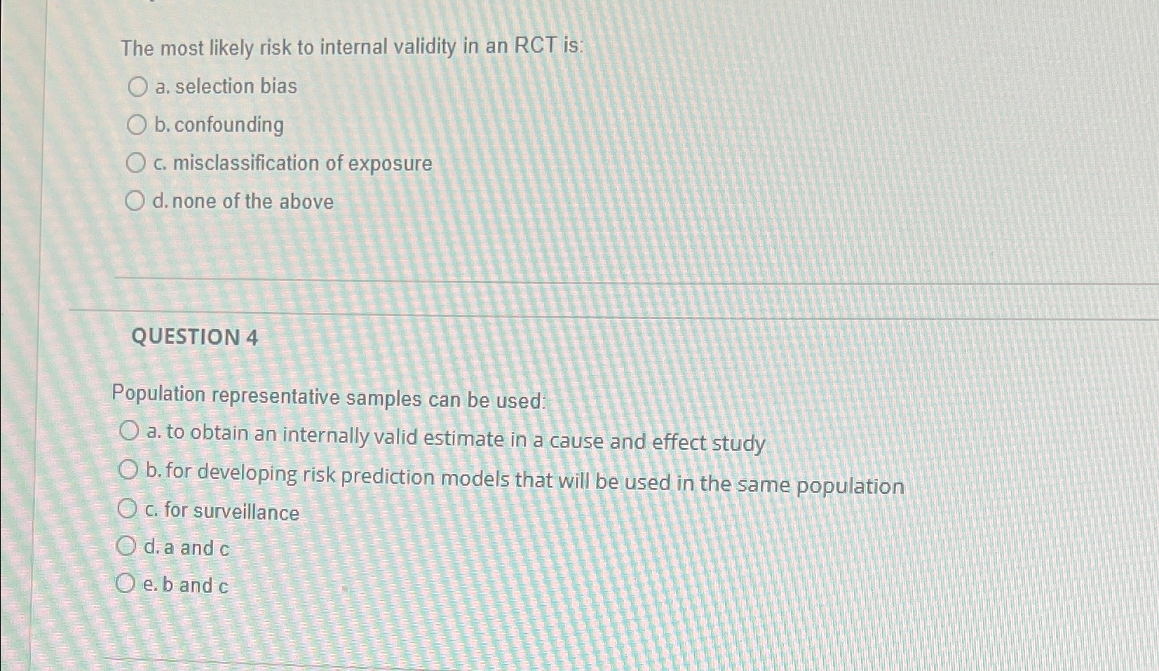 Solved The most likely risk to internal validity in an RCT | Chegg.com