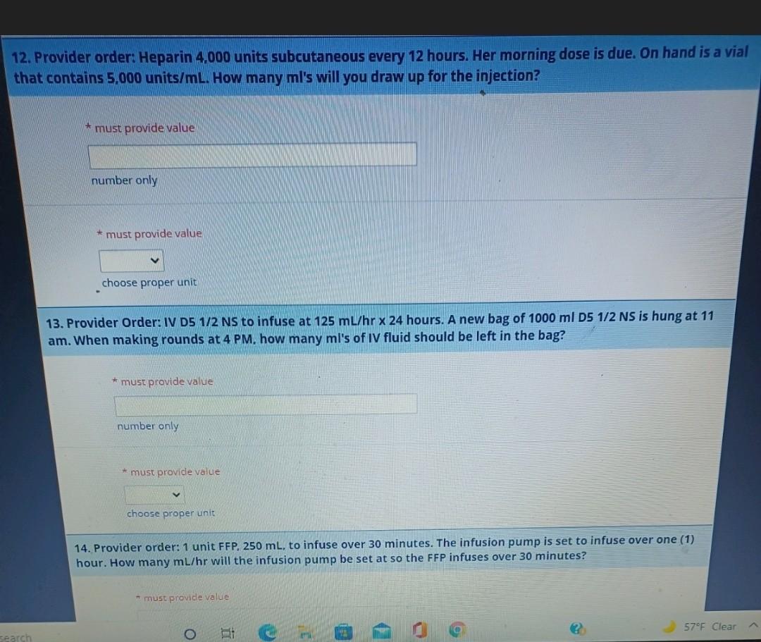 Solved 12. Provider order. Heparin 4,000 units subcutaneous | Chegg.com