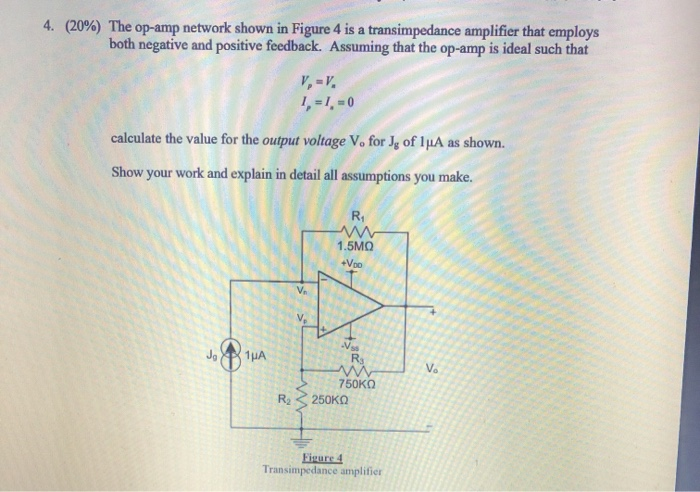 Solved 4. (20%) The op-amp network shown in Figure 4 is a | Chegg.com