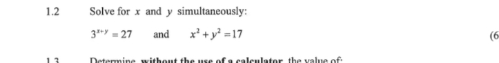 Solved 1.2 ﻿Solve for x ﻿and y ﻿simultaneously:3x+y=27 ﻿and | Chegg.com