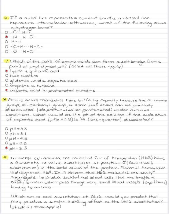Solved this is biochemistry 1. I have answered the questions | Chegg.com