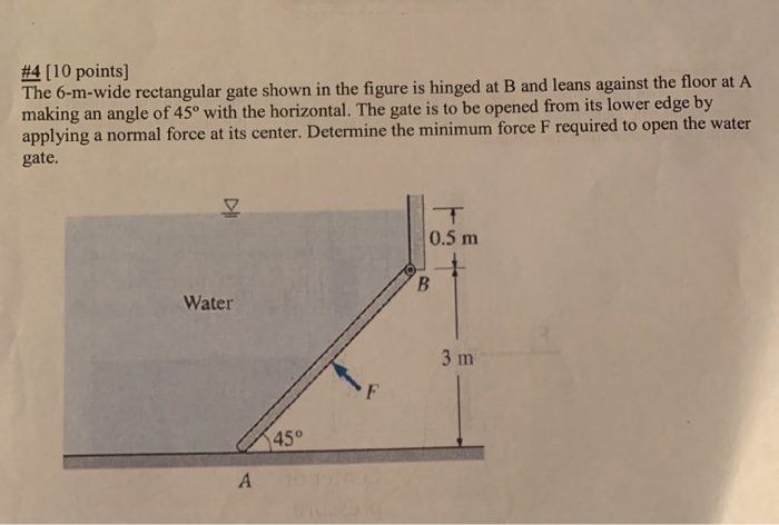 Solved #4 [10 points] The 6-m-wide rectangular gate shown in | Chegg.com