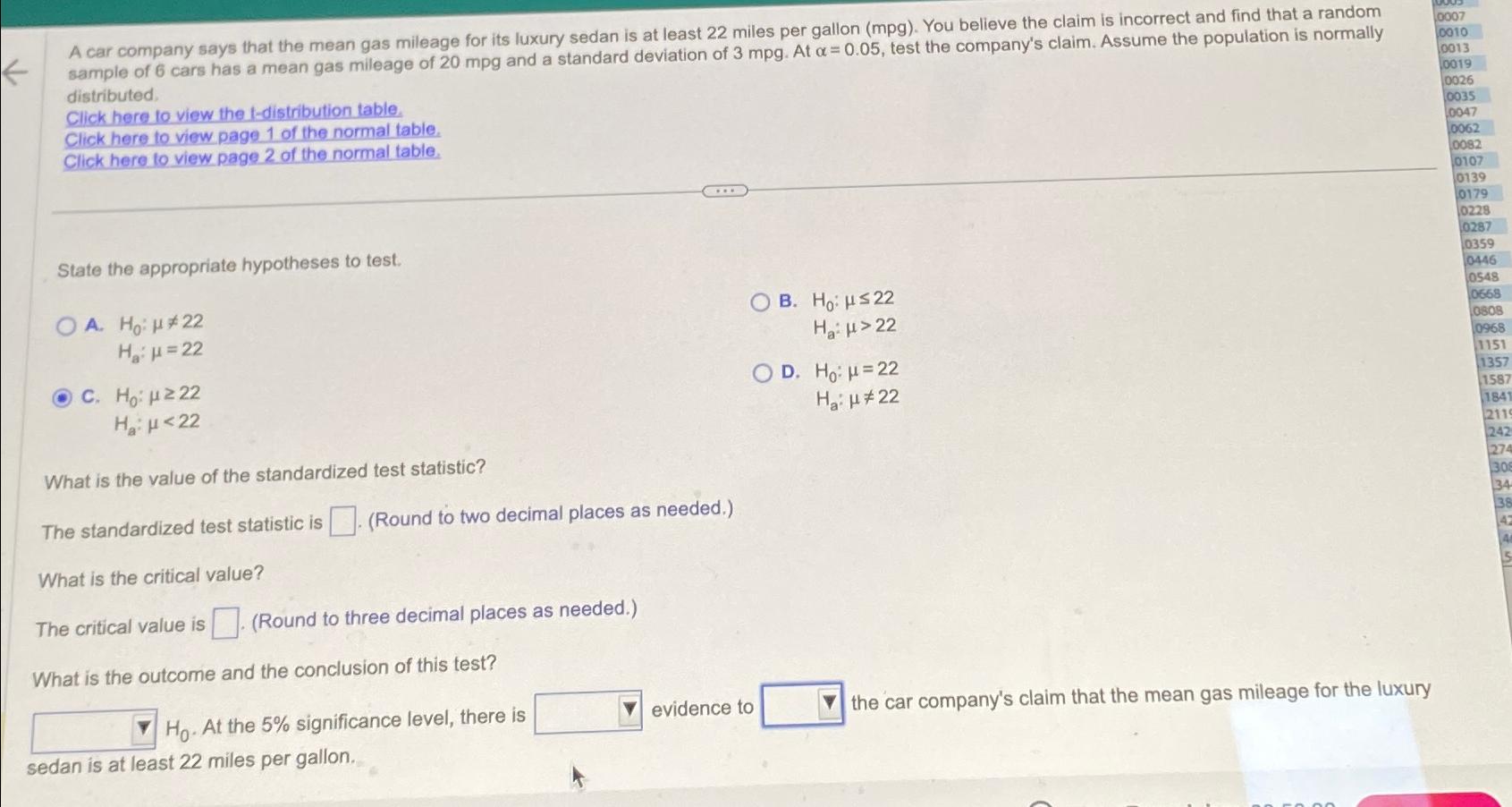 Solved distributed.Click here to view the t-distribution | Chegg.com