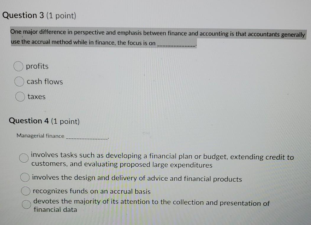 Solved Question 3 (1 point) One major difference in | Chegg.com