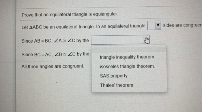 Solved Prove that an equilateral triangle is equiangular Let | Chegg.com