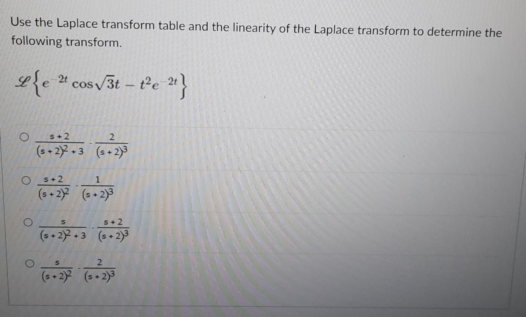 Solved Ise the Laplace transform table and the linearity of | Chegg.com